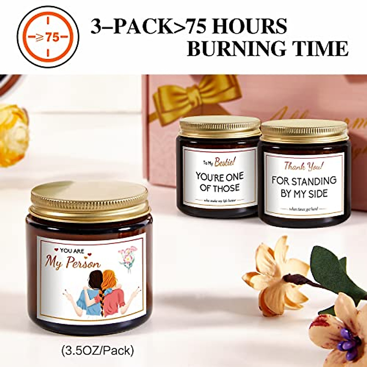 Best Friend Gift for Women, Best Friend Birthday Gifts for Women, Funny Candle Set Gifts for Bestie, Friendship Gifts for Women, Friends, BFF, Bestie, Sister, Bday, Christmas Gift