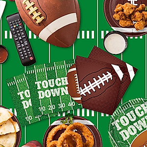 171PCS Football Party Supplies Kit Rugby Paper Plates Cups Napkins Spoon Fork knives Tablecloth Touchdown Party Decorations Tableware for 24 Guests for Football Game Super Bowl Party Birthday Party