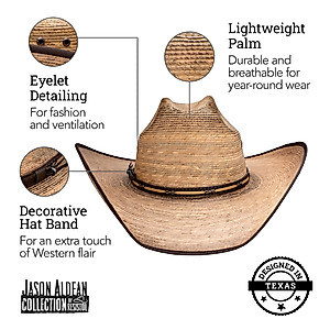 RESISTOL Amarillo Sky Palm 4-1/8" Brim Straw Cowboy Hat Palm L