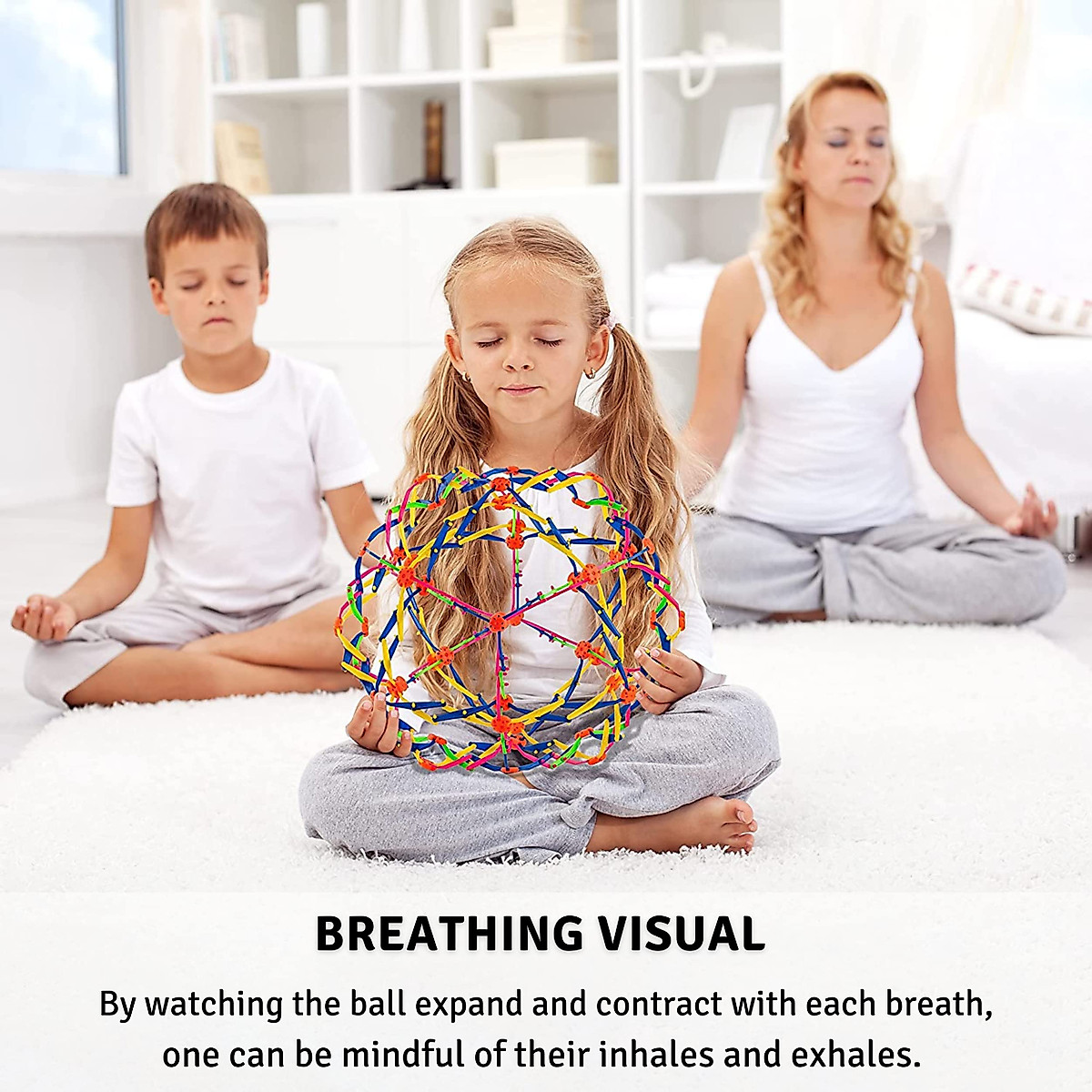 4E's Novelty Expandable Breathing Ball - Stress Reliever Fidget Toys Expands from 6 to 12" for Yoga, Anxiety, Relaxation - Expanding Sphere for Kids & Adult Gift Idea