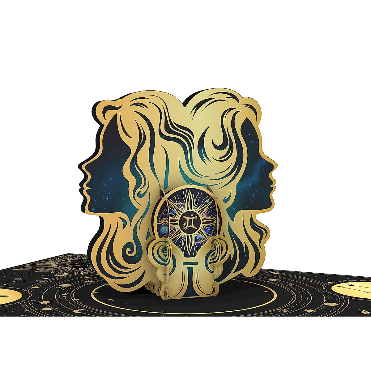 iGifts And Cards Gemini Zodiac Star Sign Birthday 3D Pop Up Greeting Card - Elegant Zodiac Sign Gift, Unique Birthday Present, Astrology Enthusiasts Surprise Celebration, Twin-Themed Party, 5x7