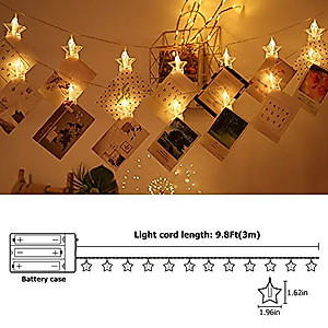 ACPOP Photo Clip Star String Lights, LED Lights with Clips for Hanging Pictures,Wedding Party, Christmas Tree, New Year, Garden Decoration, Warm White