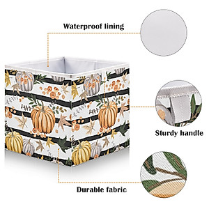 Autumn Fall Pumpkins Thanksgiving Day Storage Basket Storage Bin Rectangular Collapsible Toy Bins Empty Gift Baskets Organizer for Boys Girls Toys