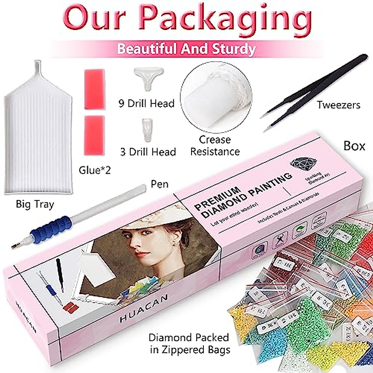 Huacan Wolf Diamond Painting Kits, Diamond Painting Kits for Adults Full Square Drill, 5D Diamond Art, Animals Diamond Painting Kit for Beginner Home Wall Decor 11.8x15.7in/30x40cm