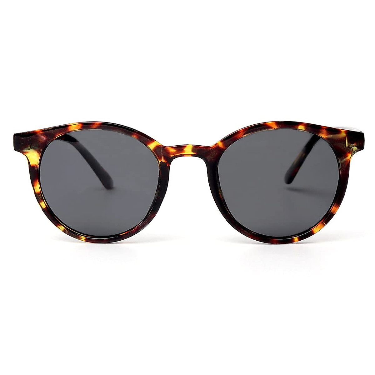 Kelens Vintage Polarized Horn Rimmed Round Circle Sunglasses UV400 Protection (Tortoise/gray, 50)