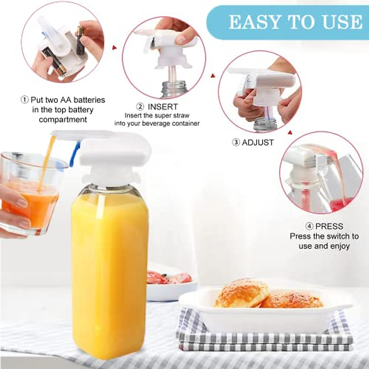 2 Pack Drink Dispenser,Milk Dispenser,Electric Tap,Automatic Drink Dispenser,One-Handed Operation,Can Prevent Milk and Beer From Overflowing,Suitable for Outdoor and Home Kitchens