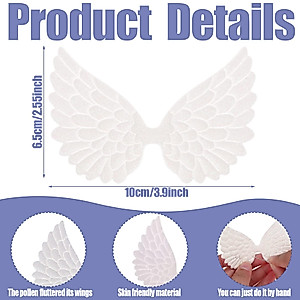 100 Pieces Angel Wings Glitter Angel Wing Cute Small Fabric Angel Wings Patches for DIY Crafts Projects Christmas Ornament Decoration (White)