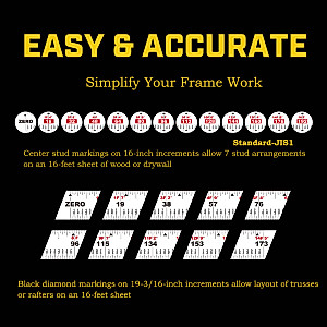 OPTIGRAM Retractable Stainless Steel Tape Measure, 1-Inch Ruler Blade, 16-Foot/5 Metric Both Side Dual Measuring Tape, Self-Lock, Impact Resistance, Hollow Design for Easy Clean(Metallic Silver)