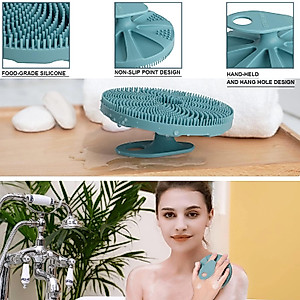 INNERNEED Food-Grade Silicone Body Scrubber Exfoliating & Massaging Shower Brush, More Hygienic Bathing Tool, for All Skin Types, Lathers Well, Longer Service Life (Dark Green)