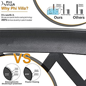 PHI VILLA Swivel Patio Chairs Set of 2 Outdoor Dining Rocker Chair Support 300 lbs for Garden Backyard Bistro Furniture Set with Cushion, Black