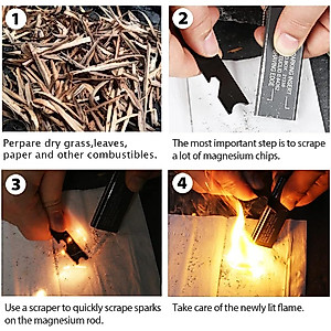 Magnesium Flint Fire Starter Waterproof Emergency Matches Survival Flint Tool for Camping Hiking(4 Pack)