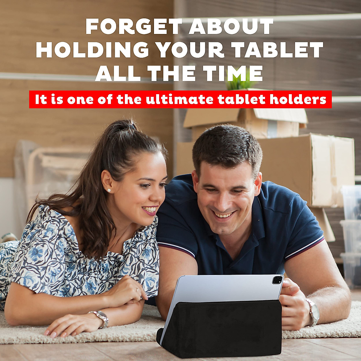 Ideas In Life iPad Pillow Holder Stand for Lap - Tablet Pillow for iPad - Universal Phone and Tablet Sofa Can Be Used on Floor, Desk, Chair, Couch - Black Color