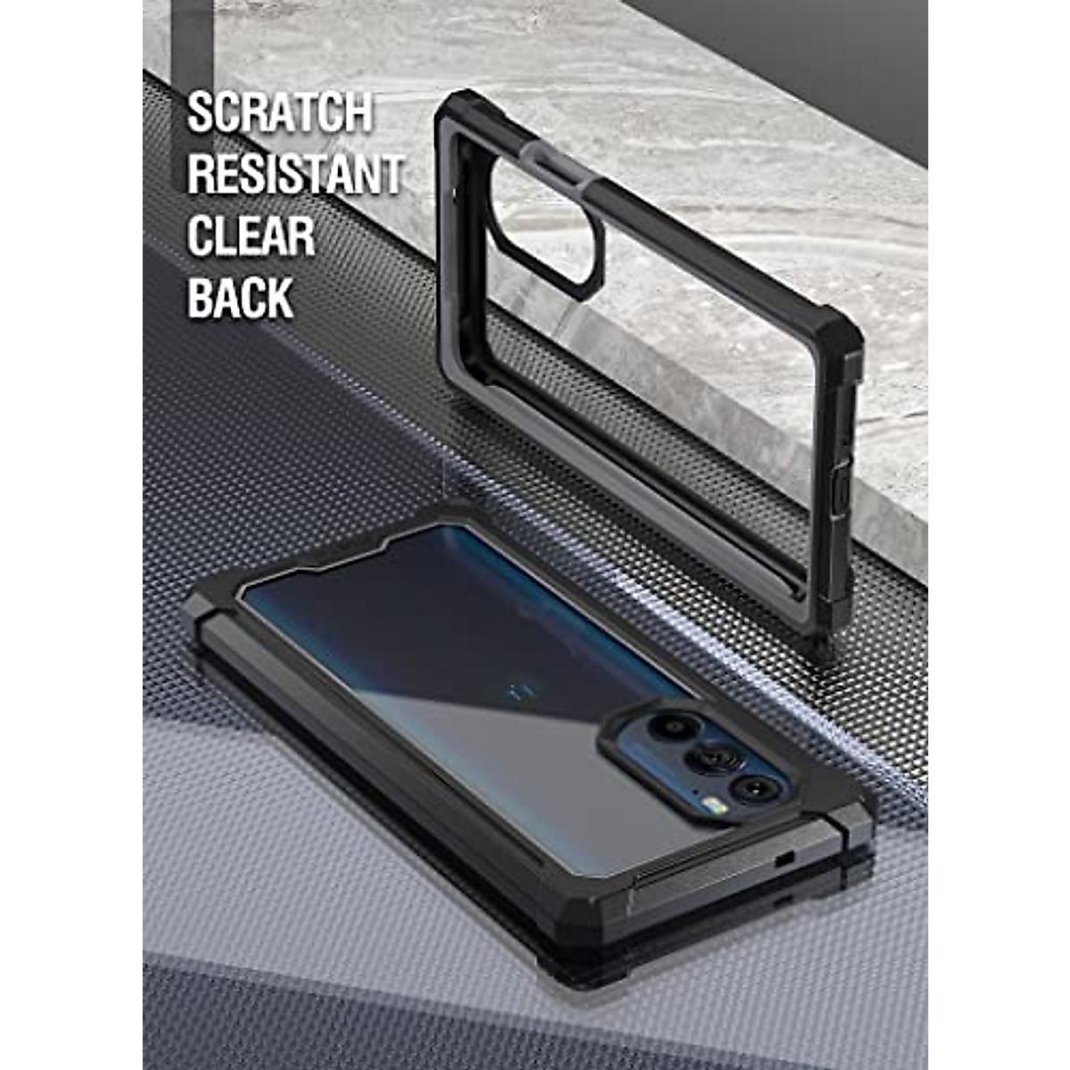 Poetic Guardian Series Case Designed for Motorola Edge Plus 5G 6.7" (2022) / Edge+ 5G UW (2022), Model # XT2201,Full Body Hybrid Shockproof Bumper Cover with Built-in Screen Protector, Black/Clear