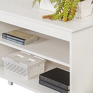 Madesa TV Stand Entertainment Center with 4 Shelves and Cable Management for 50, 55 Inch Media Storage Living Room and Bedroom Modern Wooden Television Media Console - White