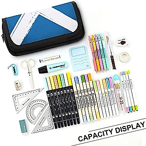 Retro Scottish Flag Pencil Case with Two Large Compartments Pocket Big Capacity Storage Pouch Pencil Bag for School Teen Adult