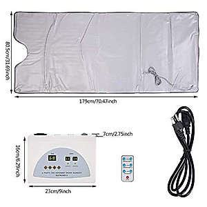 AYNEFY Far in-frared Sauna Blanket, FIR Sauna Blanket Professional Body Shape Slimming Fitness Digital Sauna Heating Machine with Remote Control for Home SPA Beauty Salon 70.47 x 31.69 inch