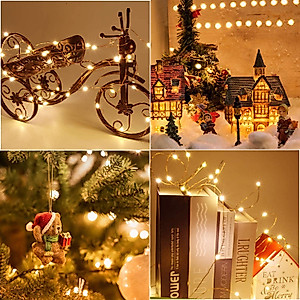 Solar String Lights 36FT 100LED，Waterproof Indoor Outdoor Lighting for Garden，Copper Wire 8 Modes Fairy Lights for Home Decor Patio Garden Party (Warm White)