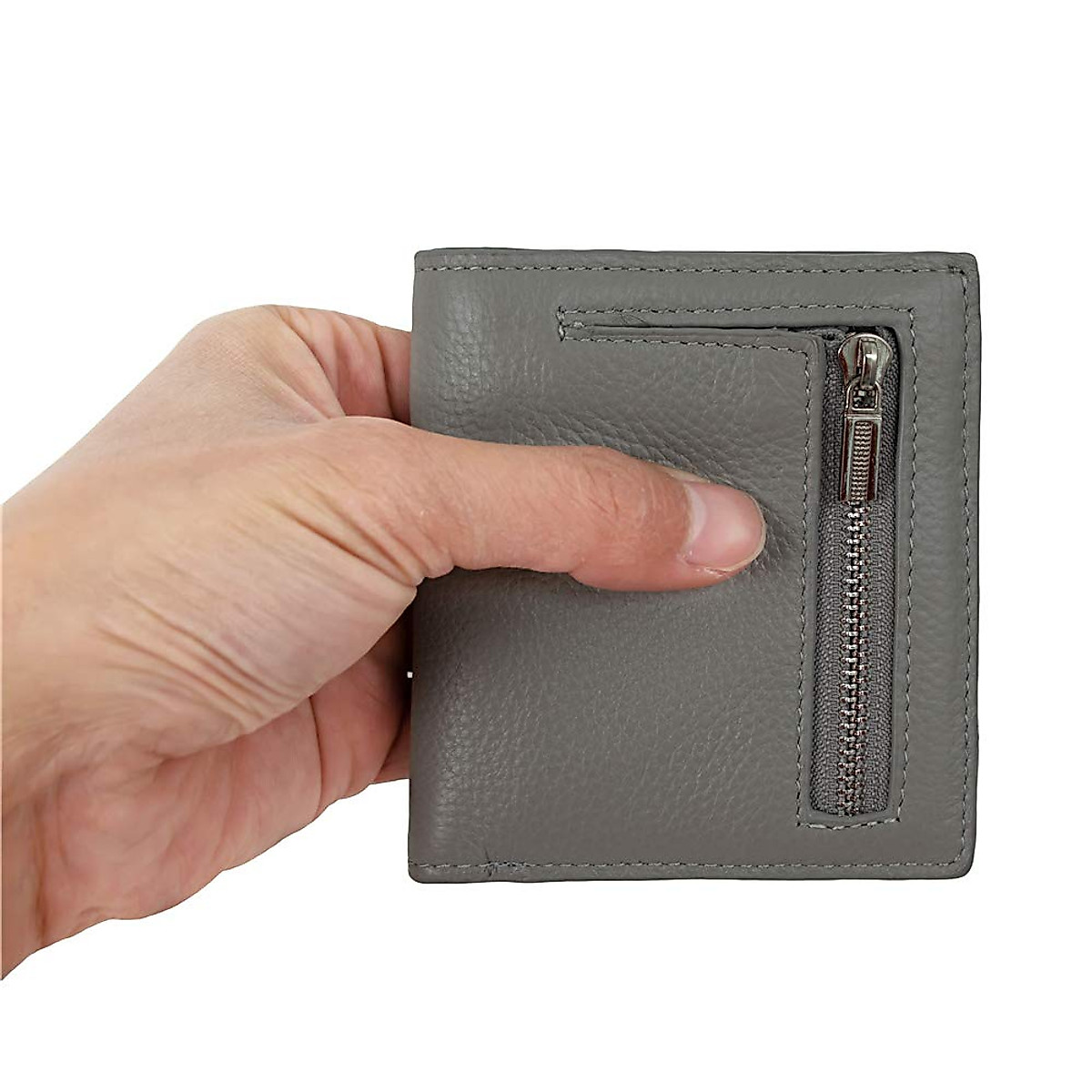 AGBIADD Women's Leather RFID Small Compact Bifold Pocket Wallet Ladies Mini Purse with id Window (Gray)