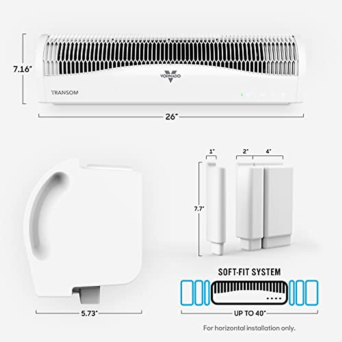 Vornado TRANSOM Window Fan with 4 Speeds, Remote Control, Reversible Exhaust Mode, Weather Resistant Case, Whole Room, Ice White