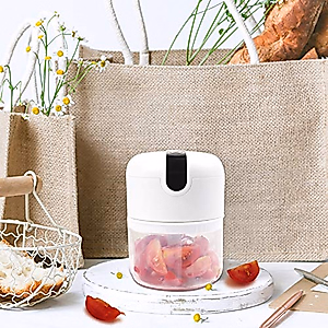KUFUNG Electric Mini Garlic Chopper 250ML,Wireless Portable Mini Food Chopper with USB Charging,Onion Chopper Electric Mini Chopper for Garlic/Onions/Vegetables/Salad/Pepper (White)