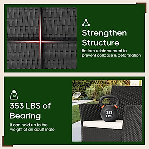 FDW Patio Furniture Set 4 Pieces Outdoor Rattan Chair Wicker Sofa Garden Conversation Bistro Sets for Yard,Pool or Backyard