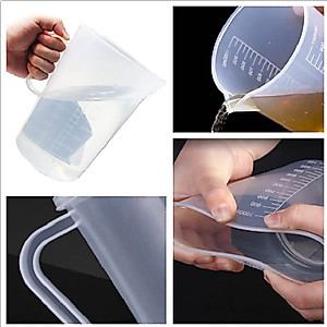 Heyiarbeit Measuring Cup 1000ml PP Plastic Graduated Beaker Transparent for Lab Kitchen Liquids