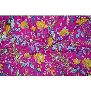 Maviss Homes Beautifuly Designed Dress Making Hand Block Printed Fabric |Indian Cotton Craft Sewing Material Supplies | Fabric for Quilt Making | 5 Yard; Pink