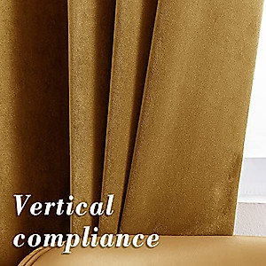 Z&H Home Gold Velvet Curtains 63 Inch Length Blackout Thermal Insulated Curtains Darkening Drapes with Grommet Top for Living Room Set of 2 Panels