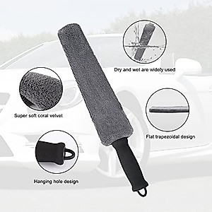 jeseny High Elasticity Car Detail Brush, Car Cleaning Brushes Wet and Dry Use, Car Cleaner Accessories Car Carpet Brush Car Interior Cleaning Brush Grey