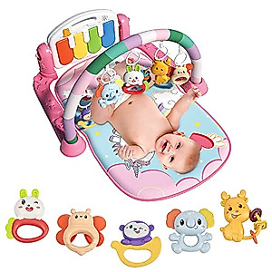 Baby Play Mat Baby Gym,Play Piano Tummy Time, Activity Center for Baby,Baby Toys,Infant Baby Play Mat with Music&Lights, Boy & Girl Gifts for Newborn Baby Toddler 0 to 3 6 9 12 Months(Pink)…