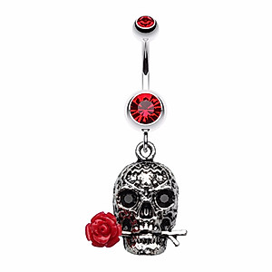 Skull Rose Beauty WildKlass Belly Button Ring