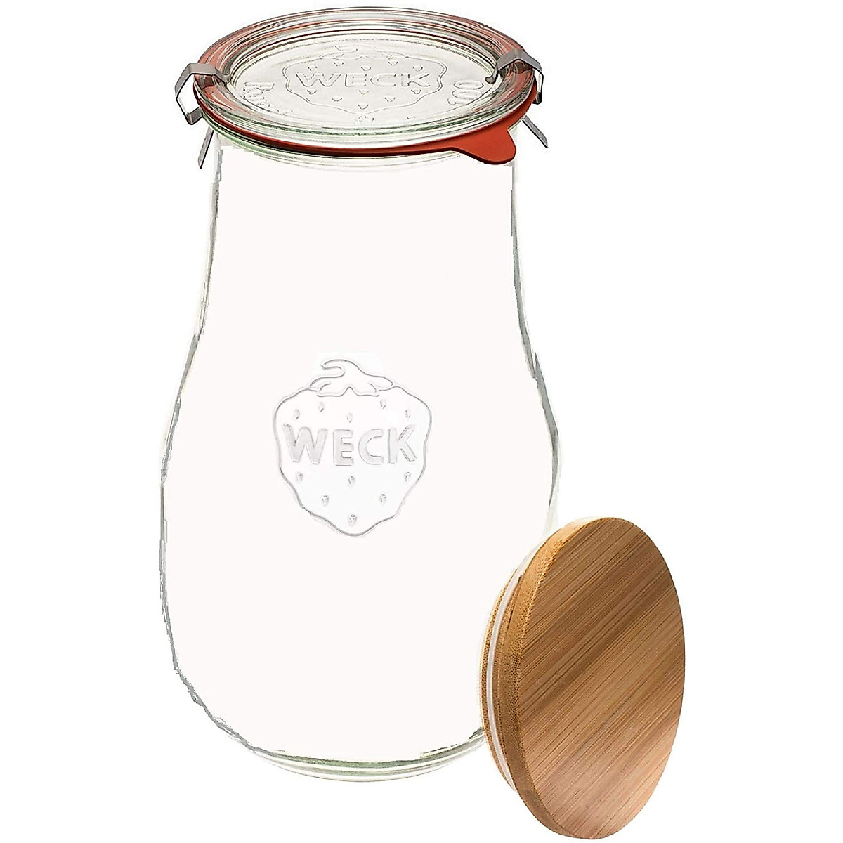 Weck Jars 91.3 Fl Oz Tulip Jars 2.5 Liter Starter Jars - Large Glass Jars for Sourdough Starter with Glass Lid Wide Mouth - (1 Jar with Wooden Lid)