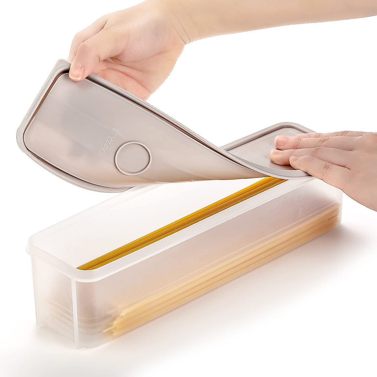 Elsjoy 6 Pack Plastic Pasta Container, Clear Spaghetti Storage Container Organizer with Lid, Stackable Long Noodle Holder for Pantry, Kitchen, Cabinet