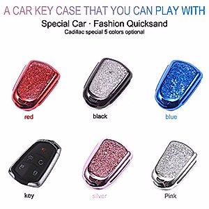 YIJINSHENG TPU Soft Plating Smart Key Fob Remote Cover Case Protector Keyless Jacket for Cadillac CT6 XT5 CTS XTS SRX ATS GTS ATSL HYQ2AB HYQ2EB Car Key Chain (Silver)
