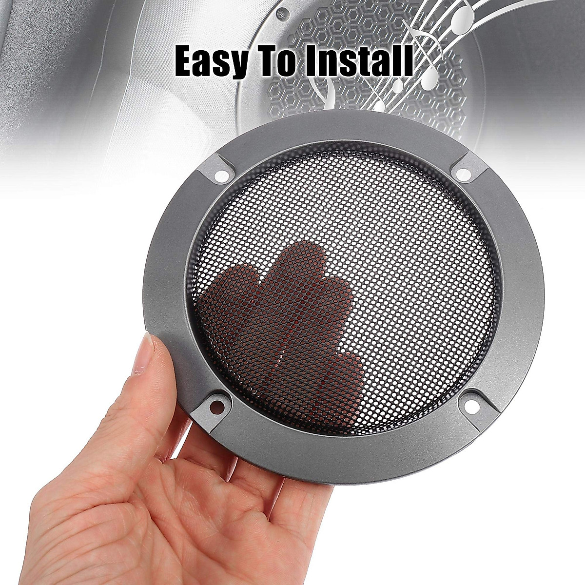 X AUTOHAUX 2pcs 3" Titanium Tone Audio Speaker Cover Mesh Subwoofer Grill Horn Glossy Guard Protector