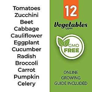 Heirloom Vegetable Seeds -100% Non-GMO - 1000 Garden Seeds Survival Pack - Tomato, Broccoli, Carrot, Celery, Cucumber Seeds and More
