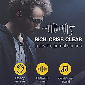 ElloGear 2022 Type C Headphone Earbuds for Samsung Galaxy A53, S21, Galaxy S22, S22 Ultra, Galaxy S20 FE - Designed by AKG - Braided Cable with Microphone and Volume Remote USB-C Connector - Black