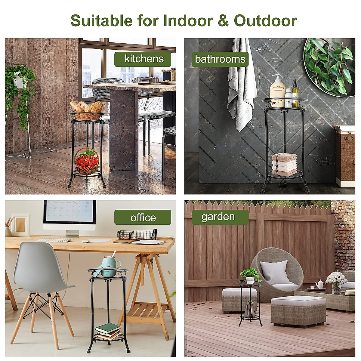 Plant Stands Indoor,Tall Metal Potted Plant Display Holder 2 Tier Patio Flower Pot Stands Anti-Rust Heavy Duty Multiple Stand Holder Shelf Rack(20.3'')