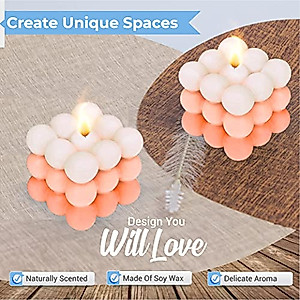 2 Pcs Bubble Candle Home Decoration Gradient Light Orange Bubble Candle Handmade Cube for Bedroom Bathroom Decorations Soy Candles Aesthetic Set