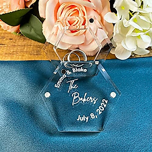 Golden Rain Custom Acrylic Ring Box Clear Hexagon Ring Box Wedding Ring Bearer Box Engagement Proposal Ring Storage Gift (Transparent)