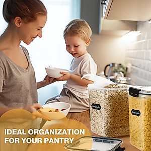 YASHE Large Food Storage Containers with Lids (5.3L/179oz, 4Pack), BPA-Free Airtight Plastic Food Containers, Flour, Sugar, Rice Canisters for Kitchen & Pantry Organization