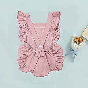 Puloru Baby Girl First Birthday Outfit ONE 1st Birthday Bodysuit Ruffle Romper with Headband Cake Smash Outfit (A Pink, 6-12 Months)