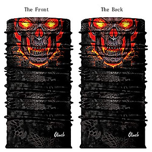Obacle Skull Face Mask Half for Dust Wind UV Sun Protection Seamless 3D Tube Mask Bandana for Men Women Thin Breathable Skeleton Mask Motorcycle Riding Biker Cycling Sports Festival (Fire Face Skull)