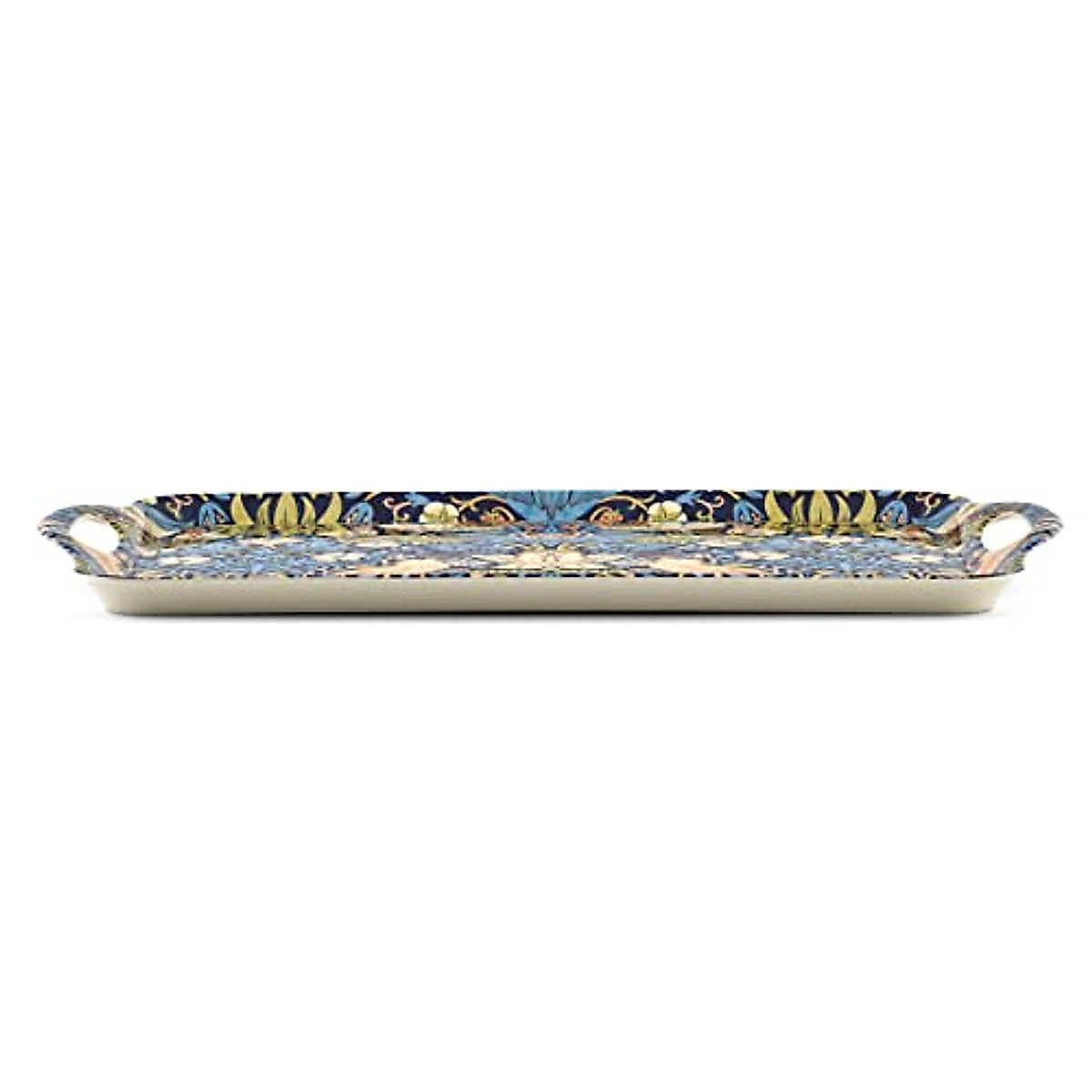 Pimpernel Morris & Co Strawberry Thief Blue Large Handled Tray | Serving Tray for Lunch, Coffee, or Breakfast | Made of Melamine for Indoor and Outdoor use | Measures 18.9" x 11.6" | Dishwasher Safe