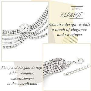 ELABEST Rhinestone Ankle Bracelets Crystal Tassel Anklet 2pcs Boho High-heeled Tennis Foot Chain Wedding Jewelry Accessories for Women (Silver)