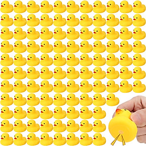 Vinsot 100 Pcs Bath Ducky Mini Rubber Ducks Yellow Rubber Duck Bath Toy Rubber Tub Toys Bathtub Toys Squeak and Float Ducks (2.17 x 1.97 x 1.85 Inch)