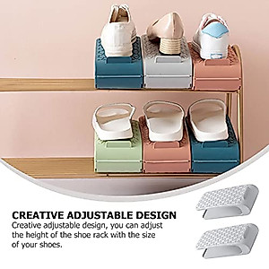 Alipis 6pcs Use Holder Easy -layer Shoe Household Saving Saver Stack Slipper with Stacker for Racks Height Organizers Space Grey Double High Home Adjustable Slots Shelves Clo Shoes Shop