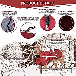 ROZKITCH Extra Warm Dog Coat Reflective Adjustable Dog Jacket Dog Winter Coat with Buckle Fleece Turtleneck Dog Jacket for Cold Weather Soft Winter Coat for Small Medium Extra Large Dogs