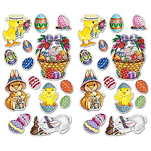 Beistle Easter Basket & Friends Cutouts 28 Piece, 4" - 15.25", Multicolored