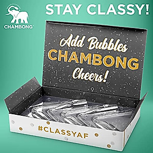 Chambong Champagne Shooter - Unique Gifts for Bachelorette Party Favors, Engagement Gifts & Drinking Games for Adults Party - Champagne Bong Style Champagne Glasses - (Plastic, 6 oz. 5-Pc Set)